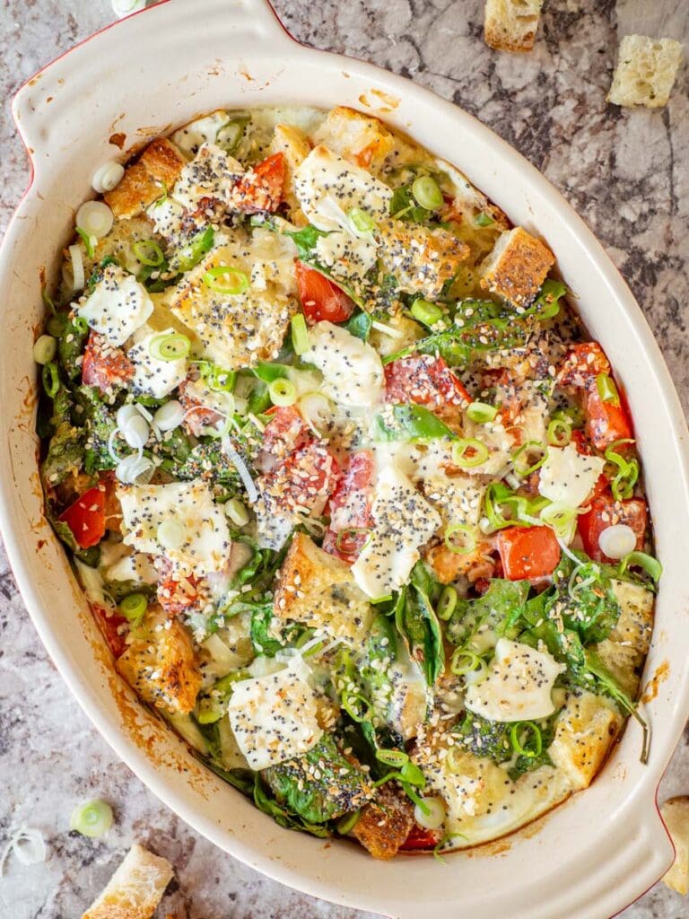 Egg Breakfast Casserole with Croutons - The Nessy Kitchen