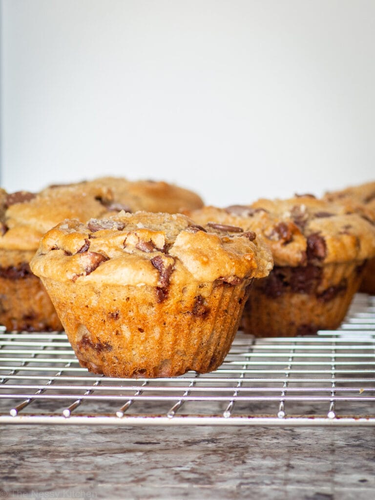 Chocolate Chip Oat Flour Muffins - The Nessy Kitchen