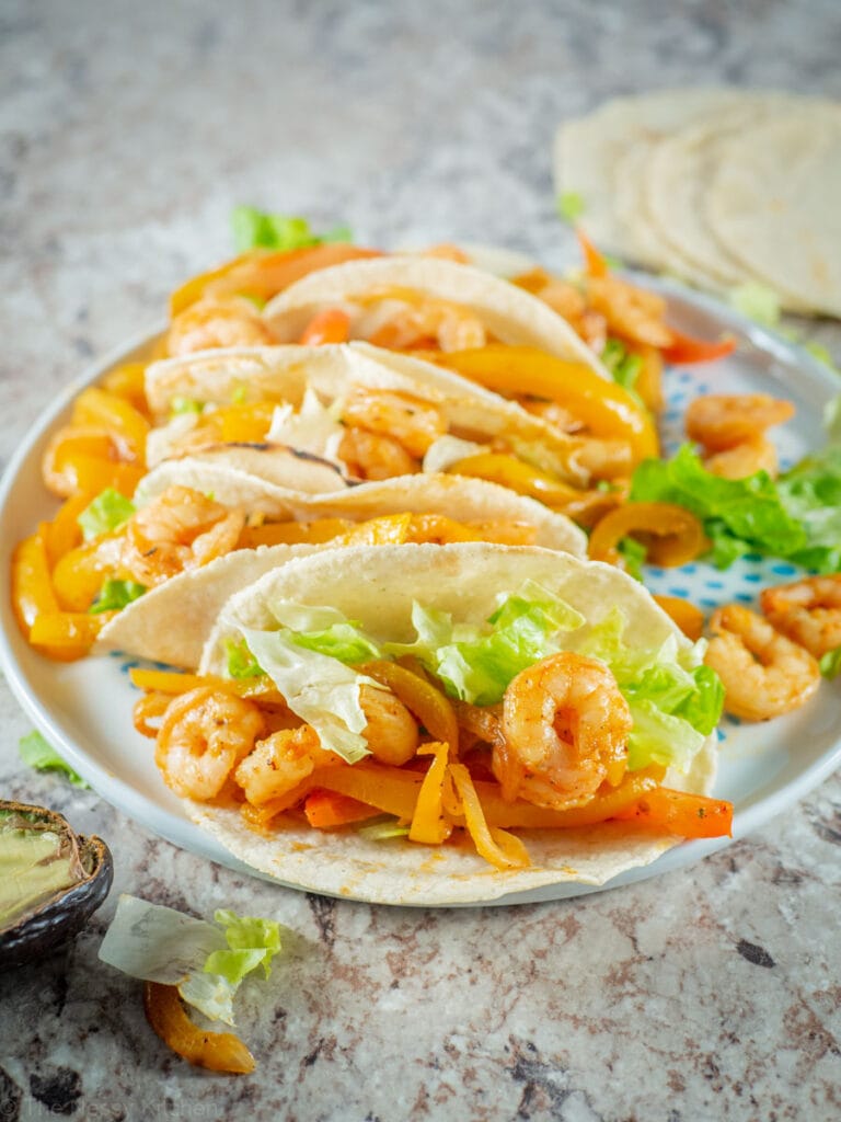 Cajun Shrimp Tacos with Fajita Vegetables - The Nessy Kitchen