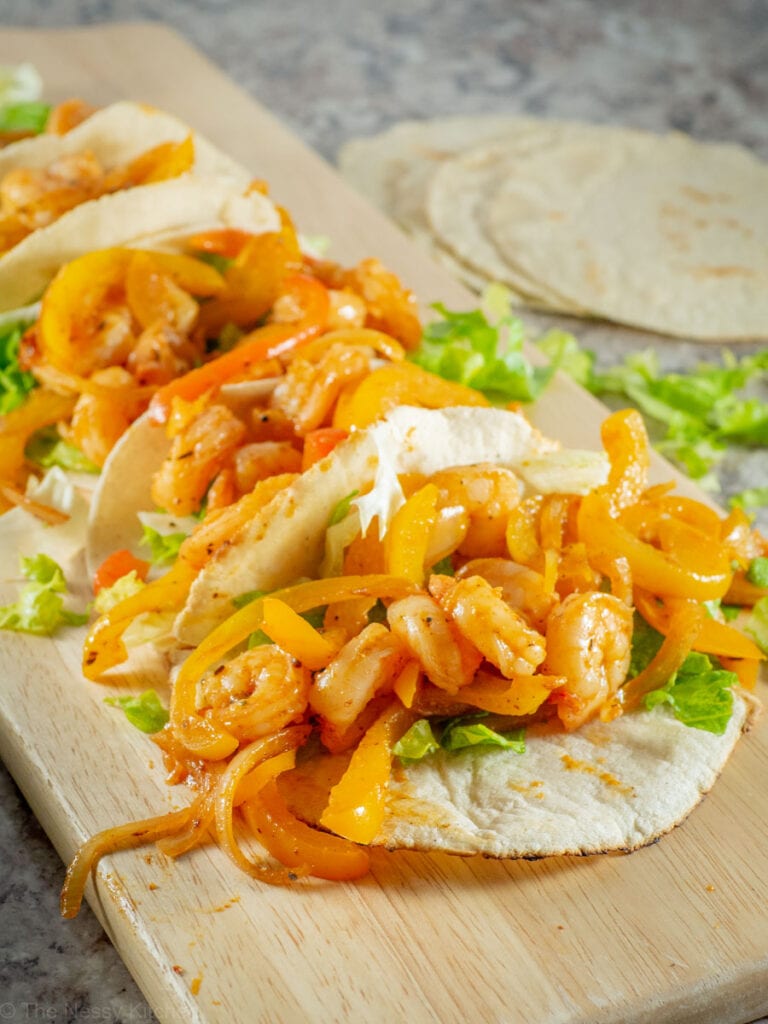 Cajun Shrimp Tacos with Fajita Vegetables - The Nessy Kitchen