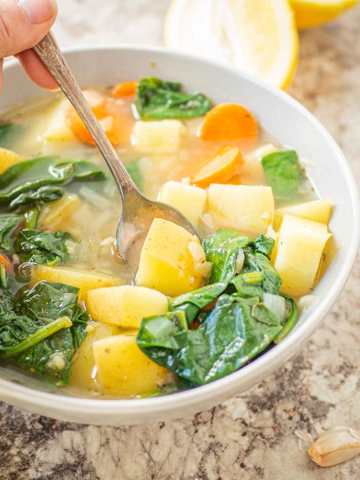 Garlic Lemon Vegetable Soup (One Pot) - The Nessy Kitchen