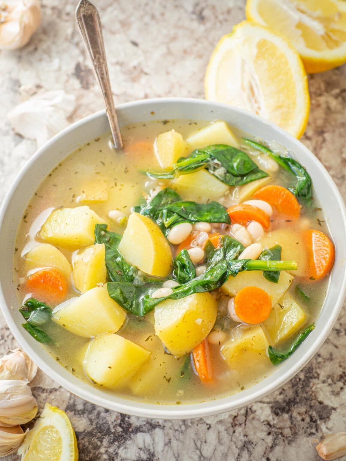 Garlic Lemon Vegetable Soup (One Pot) - The Nessy Kitchen
