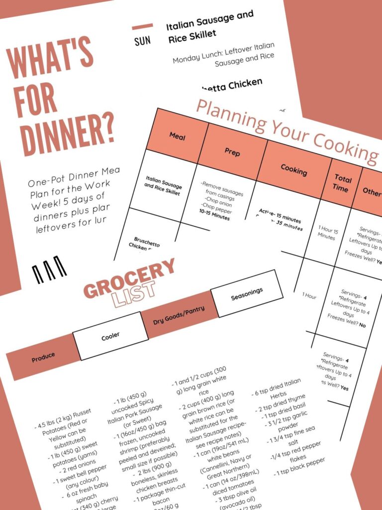 Meal Plan for Two (with Grocery List) - The Nessy Kitchen