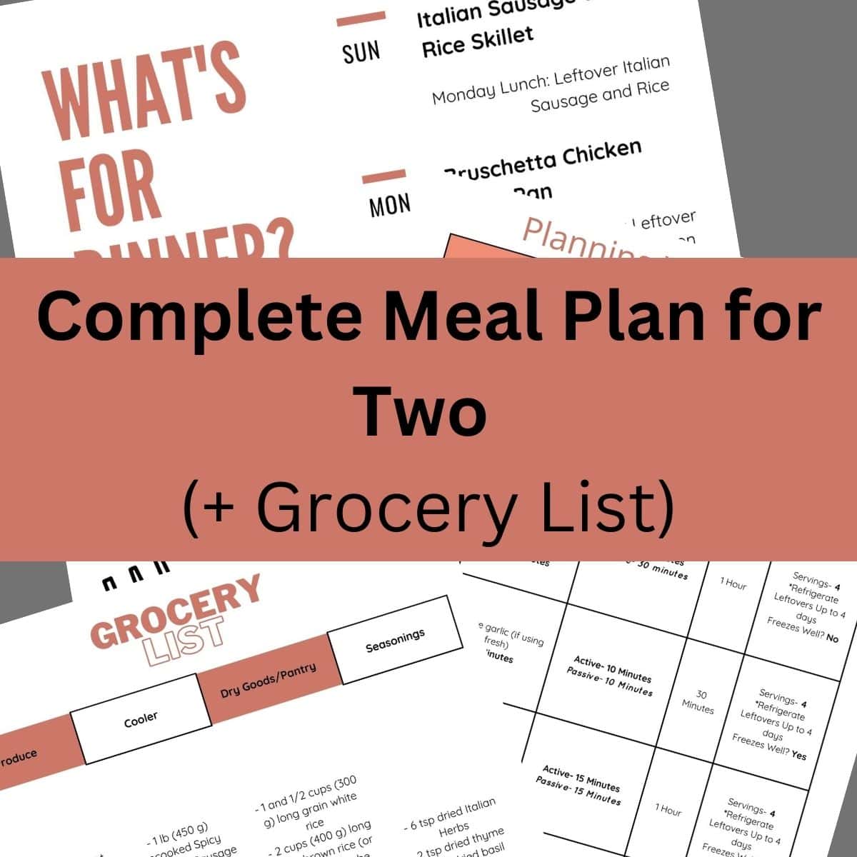 Meal Plan for Two (with Grocery List) - The Nessy Kitchen